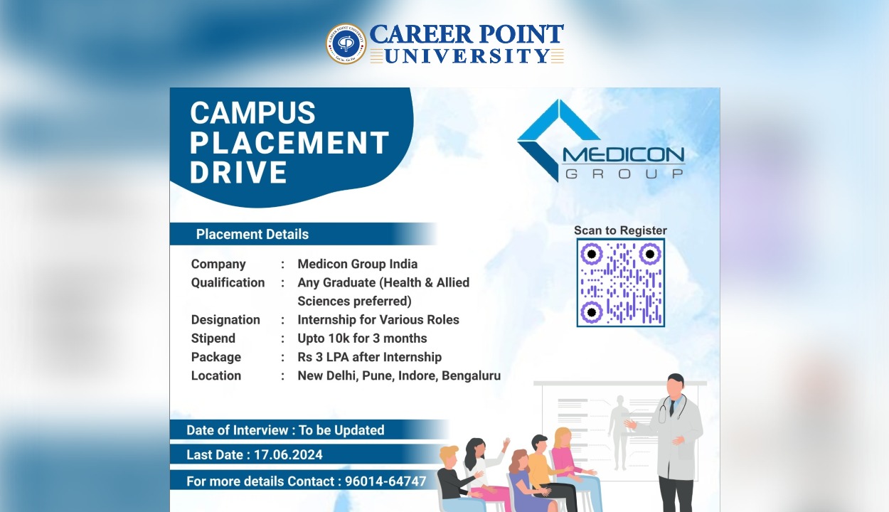 Career Point University: Medicon Group India Campus Placement Drive - Career Point University ...