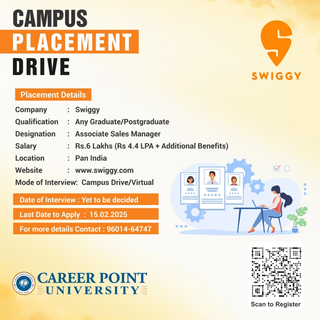 Campus Placement Drive at Career Point University: Swiggy - Career Point University Kota Blog