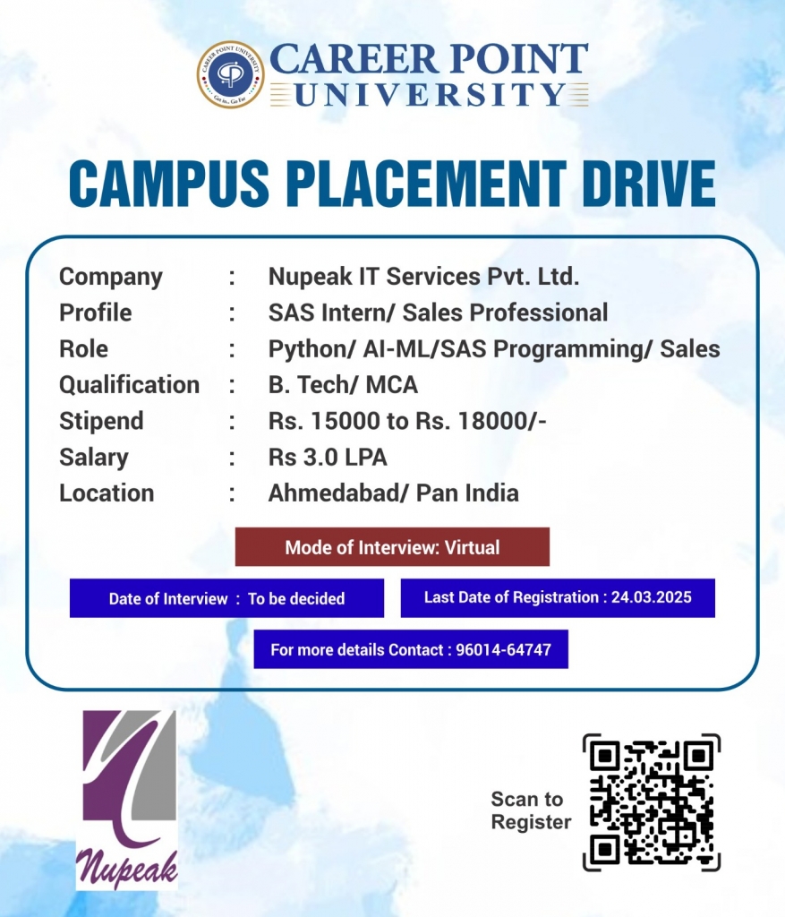Campus Placement Drive: Exciting Opportunities with Nupeak IT Services Pvt. Ltd.! - Career Point ...