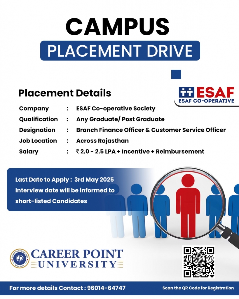 Campus Placement Drive: ESAF Co-operative Society - Career Point University Kota Blog